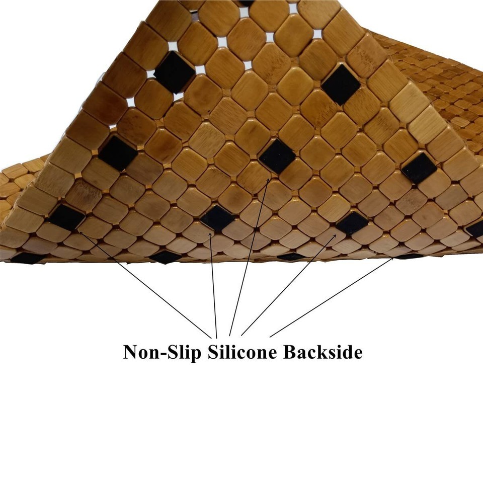 Bamboo Bath Mat Roll-Up Shower Mat Non-Slip Shower Tub Mat for Sauna ...