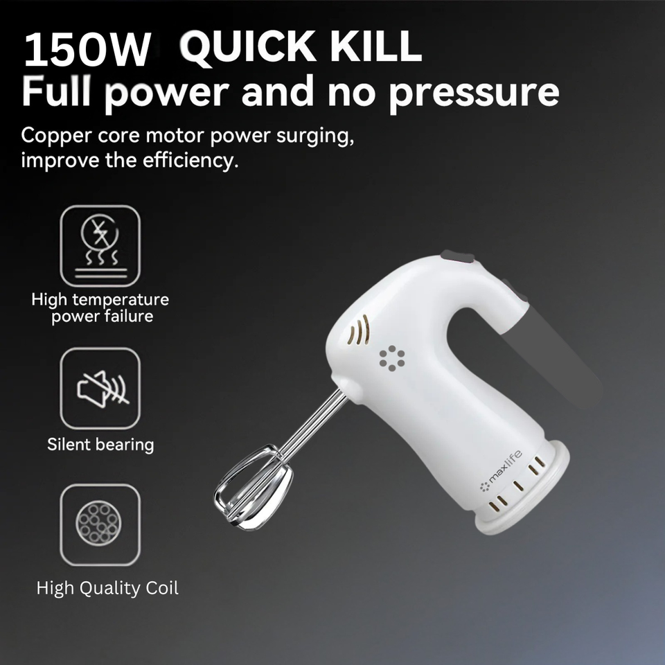 Max Life 5-Speed Electric Hand Mixer, White, With Beater Stand ...