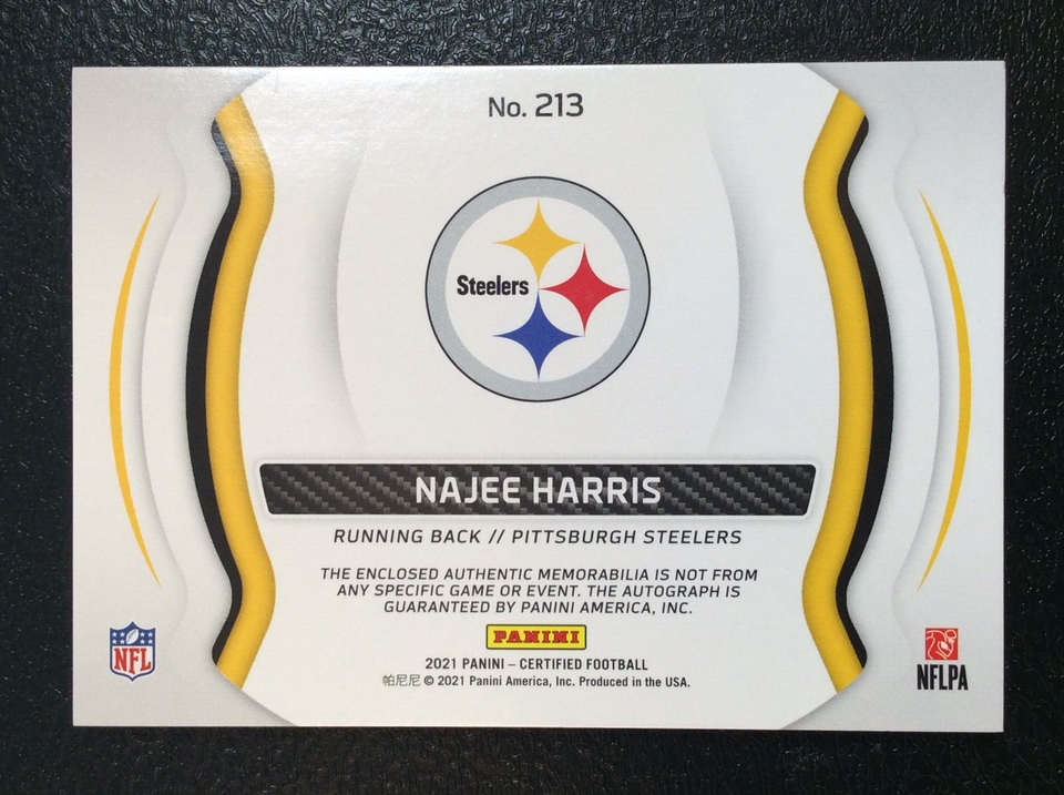 2021 PANINI CERTIFIED NAJEE HARRIS ROOKIE FRESHMAN FABRIC AUTOGRAPH ...