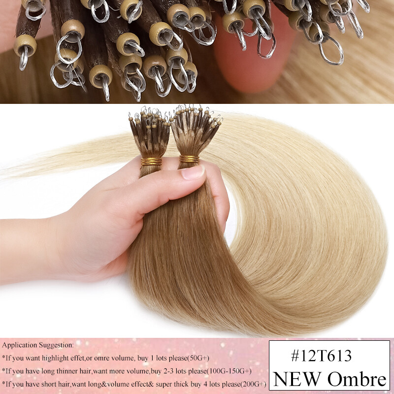 White 200S NANO RING Tip Remy Human Hair Extensions Rings Loop Blonde ...