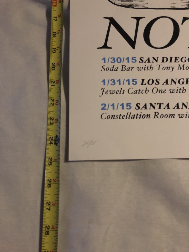 Rare 2015 NOTHING Band Screen print Tour Poster 25/25 Tony Molina Sleep ...