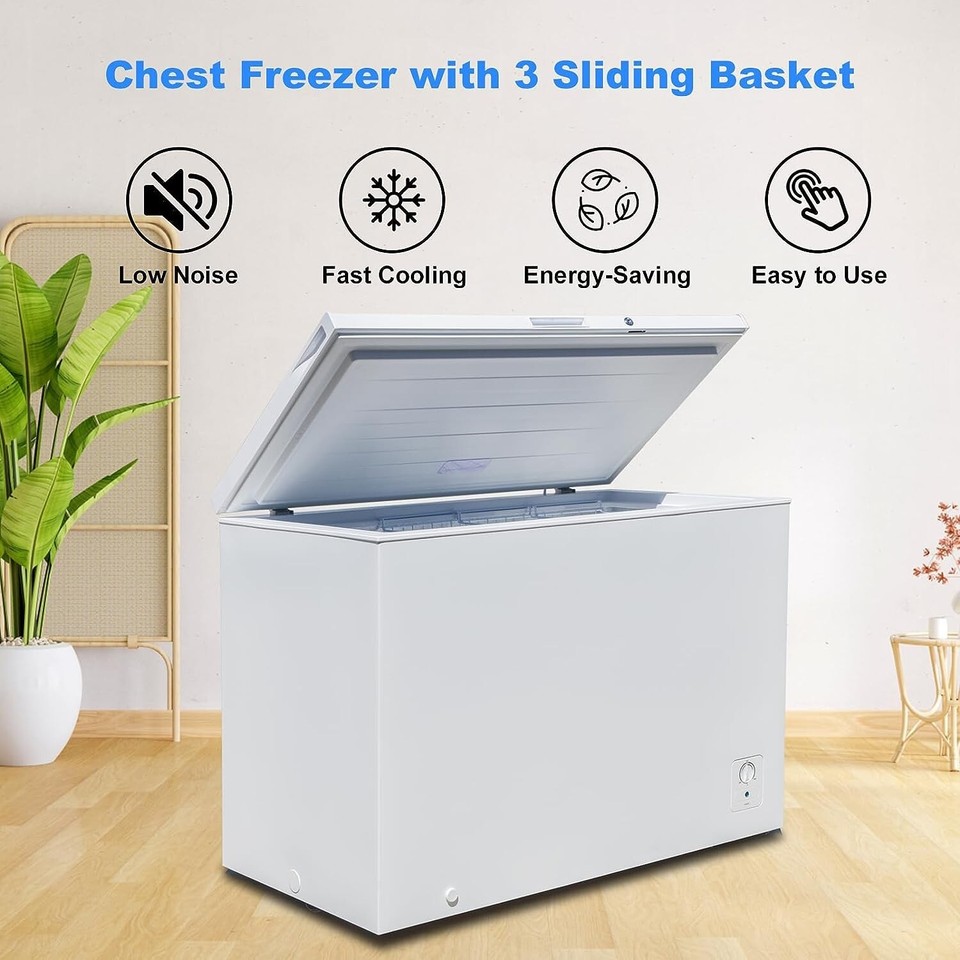 Chest Freezer 10.5 Cu.Ft Deep Freezer, Compact Freezer with Thermostat ...