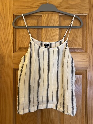 Gap Body Crinkle Side Cut Tank White Navy Stripe Medium M Modal Cotton ...