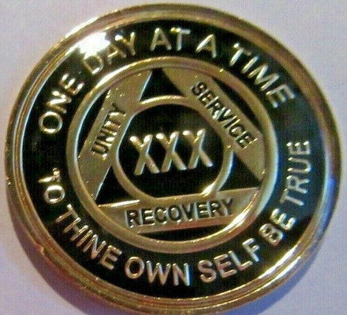 Black Alcoholics Anonymous AA 30 Year Medallion Token Coin Chip ...