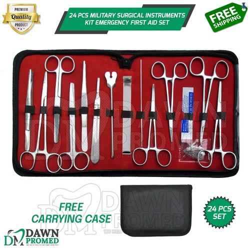 24 Pcs Military Surgical Instruments Kit Emergency First Aid Set With ...