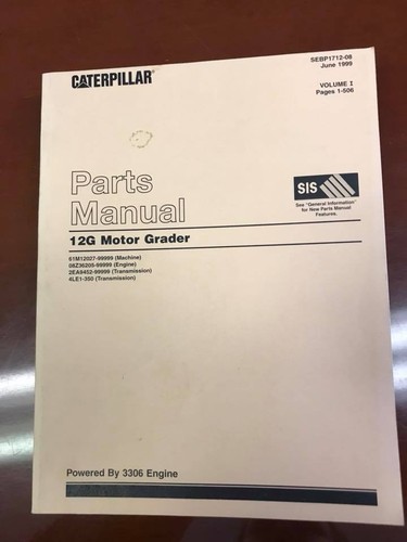 CAT 12G Motor Grader Parts Manual Vol 1 | eBay