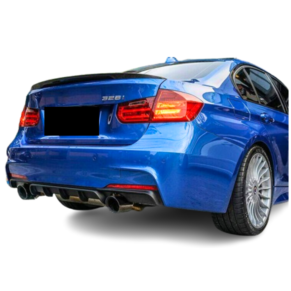 For 2 Pipe Tips BMW F30 M Sport Tech Gloss Rear Bumper Lip 335i 340i ...