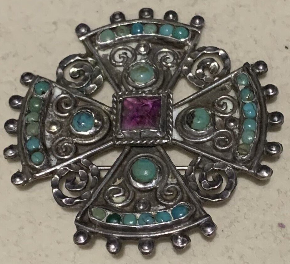 Rare MATL (Matilde Poulat) Multi-Gem Sterling Cross Brooch | eBay Australia