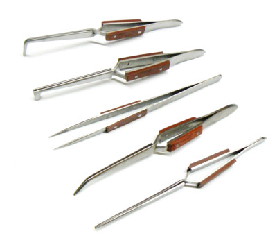 5 Tweezers Jewelry Soldering Fiber Grip Cross Locking Set Bent ...