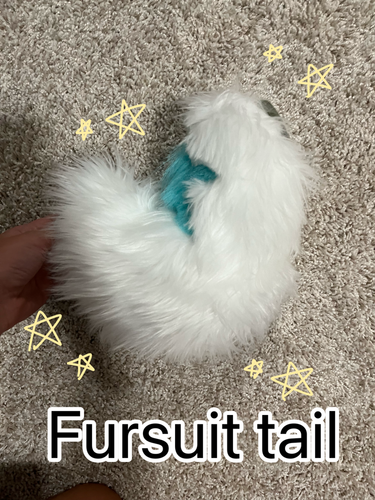 Small Fursuit Nub Tail: white with teal star pattern | eBay