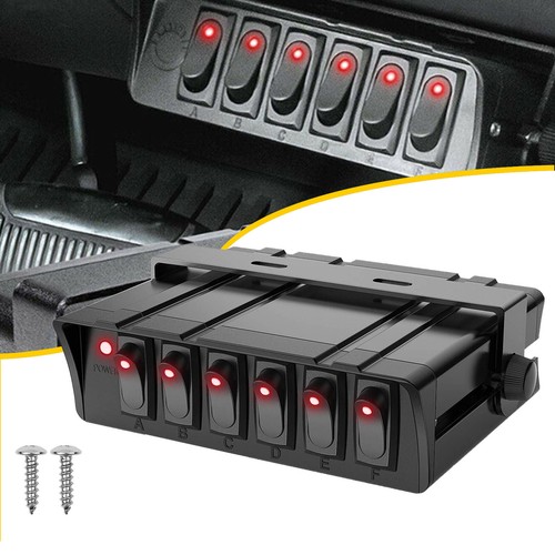 6 Gang 12V DC 40A On/Off Rocker Switch Panel Control Box for Jeep Auto ...