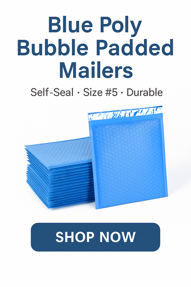 Blue Bubble Poly Mailers #000–#5 | Packs 50/100/200 | Self-Seal USPS | eBay