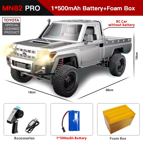 1:12 Scale MN82 PRO RC Off-Road Truck with Controllable Headlights 4WD ...