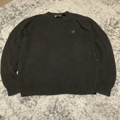 Chaps Mens Brown Cotton V Neck Crest Emblem Sweater Long Sleeve ...