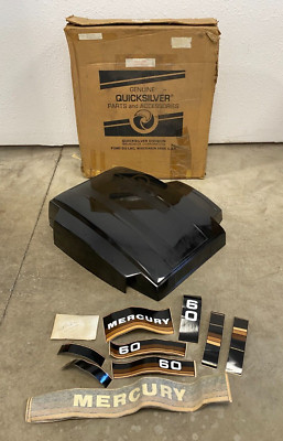 MERCURY OUTBOARD STARBOARD ENGINE COWL COWLING, 60 HP STICKERS, 2142 ...
