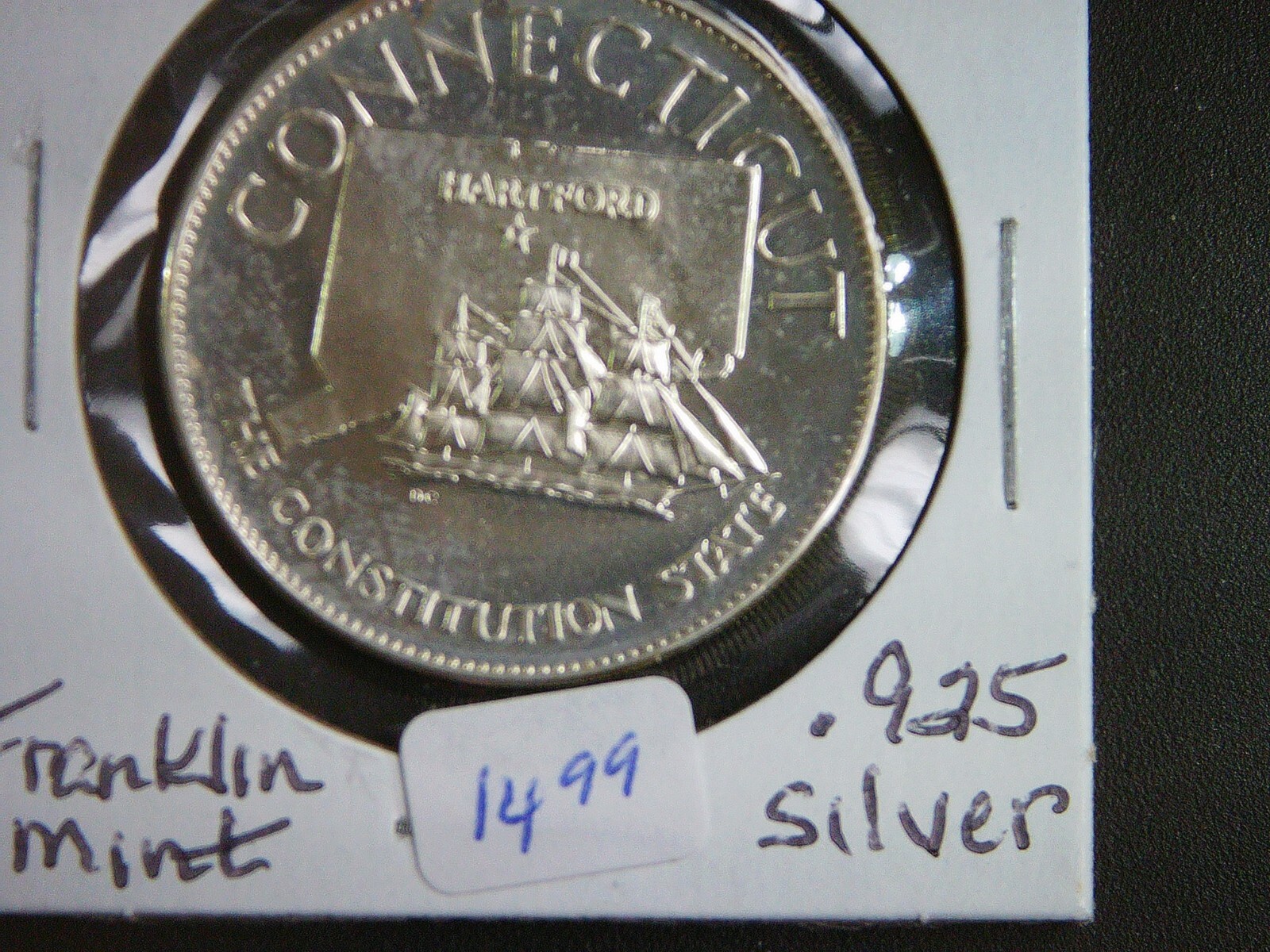 1/2 OZ CONNECTICUT STATE FRANKLIN MINT 0.925 SILVER COINS GREAT XMAS ...