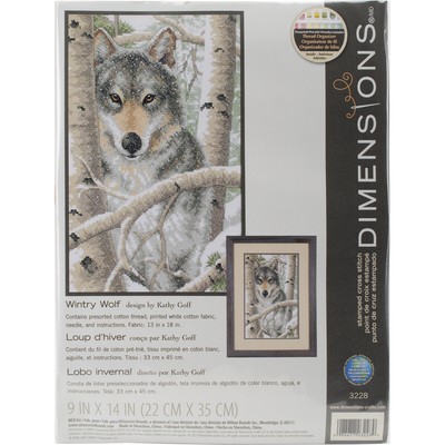 Dimensions 3228 Wintry Wolf Stamped Cross Stitch Kit-9"X14" | eBay