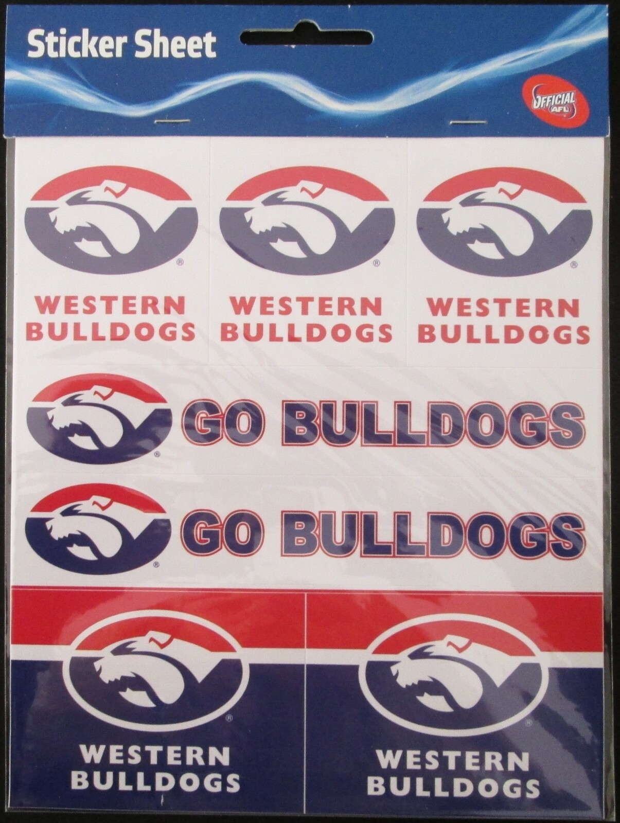 Official AFL Western Bulldogs Footy Stickers 7 Sticker Sheet Pack Team ...