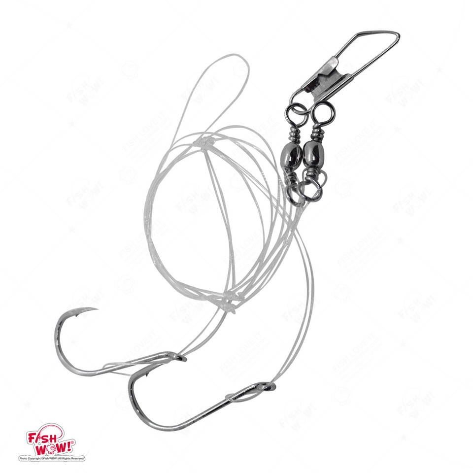 10pks Size 5/0 Fish WOW! Rock Cod Rig Double Drop Fishing Striper High ...