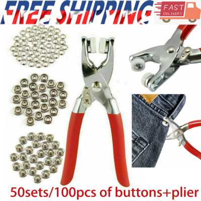 100XProng Pliers Ring Press Studs Snap Popper Fasteners 9.5mm DIY Tool ...