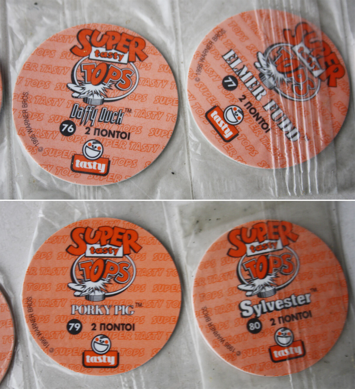 40X VINTAGE 1995 WARNER BROS LOONEY TUNES BUGS BUNNY DAFFY POGS TAGS ...