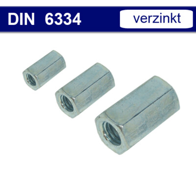 Langmutter Distanzmutter Gewindemuffe Sechskantmutter lang - Stahl verz ...