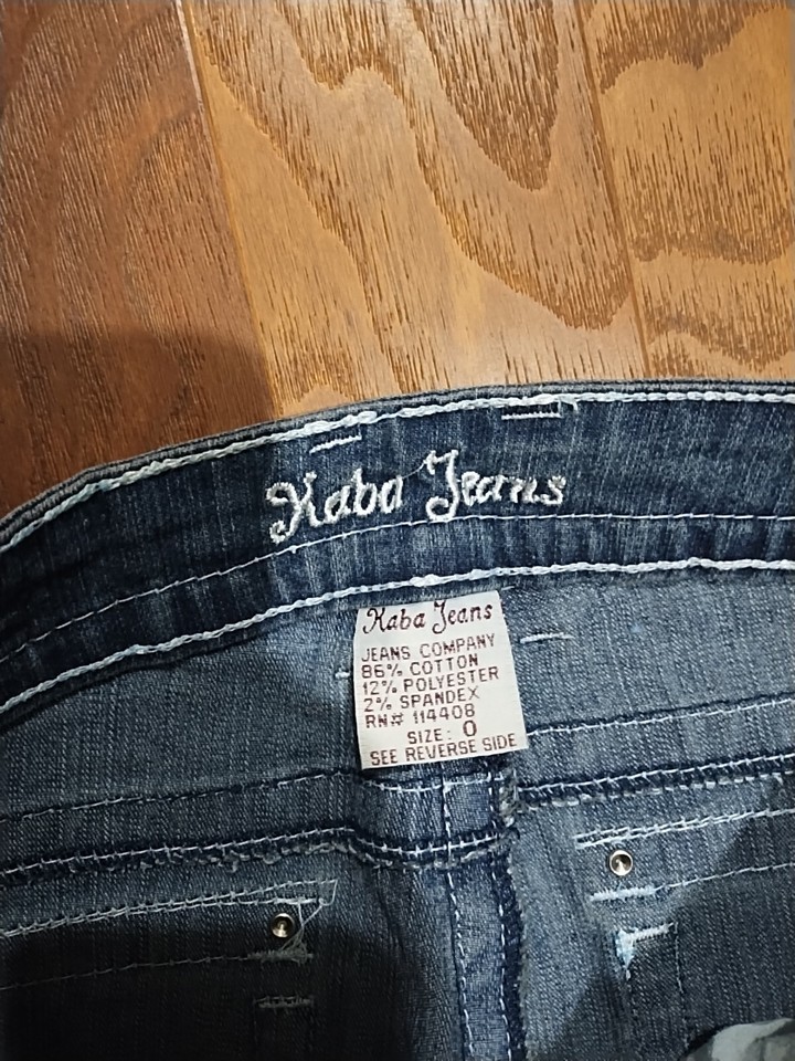 Kaba Women's Juniors 0 Blue Skinny Medium Wash Low Rise Rhinestone ...