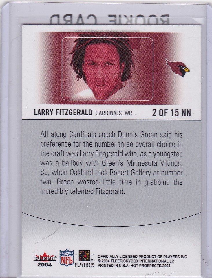 LARRY FITZGERALD ROOKIE CARD 2004 Fleer Hot Prospects Notable Newcomer ...