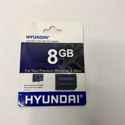 Hyundai 8GB Flash Class 4 Micro SD Memory with Adapter 20MB/S Read ...