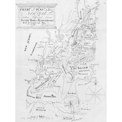 Map Van Steenburgh 1794 New York Harbour Chart Plan Huge Wall Art ...