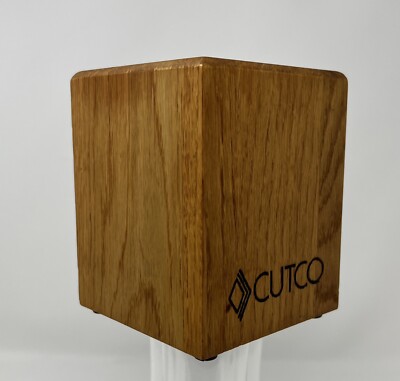 Cutco Kitchen Utensil Holder Tool Holder Honey Oak Wooden Storage Cube ...