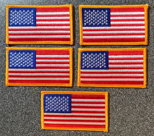LOT OF 5 USA US AMERICAN FLAG EMBROIDERED PATCH 2" X 3.25" NSN 8455-01 ...