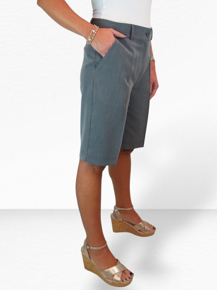 Ladies High Waist Tailored Knee Length Shorts Summer Smart Casual Day ...