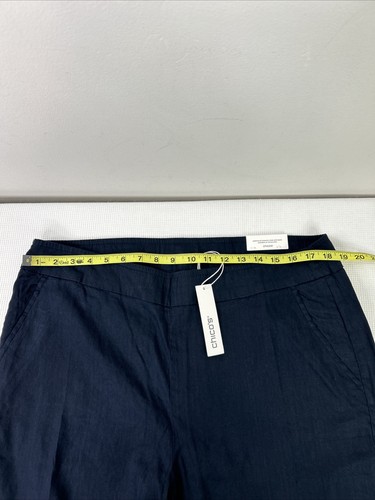 Chico's Women’s 3.5 Regular Navy Pull On Linen Wide Leg Classic Trouser ...
