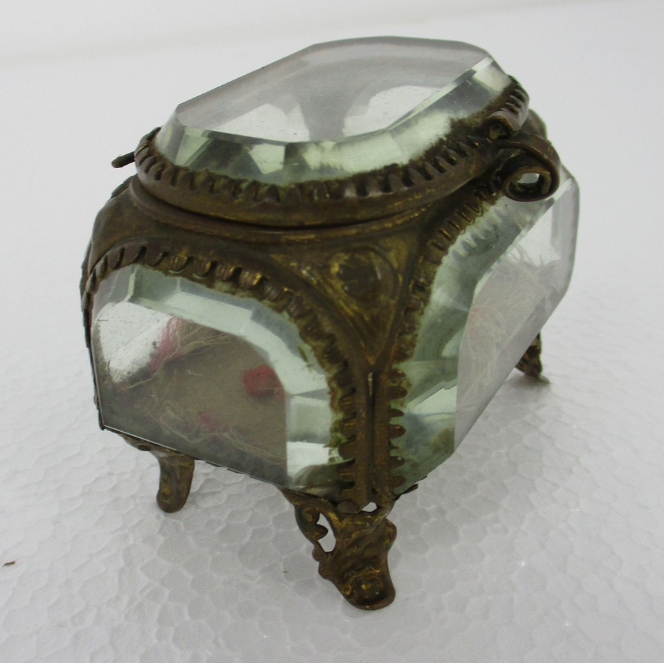 Antique crystal Beveled Glass Relic Jewelry Box Gorgeous Rare | eBay