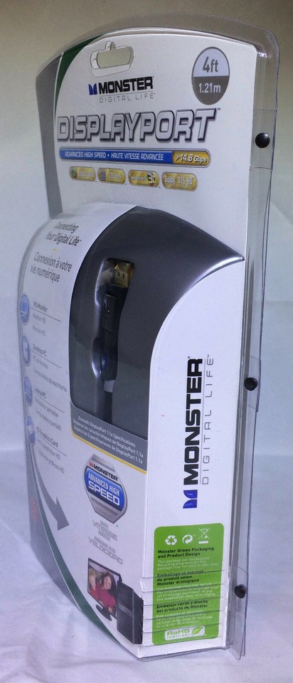 🎁 Monster Cable Digital Life 4' DisplayPort 🆕 Advanced Hi-Speed 3D ...