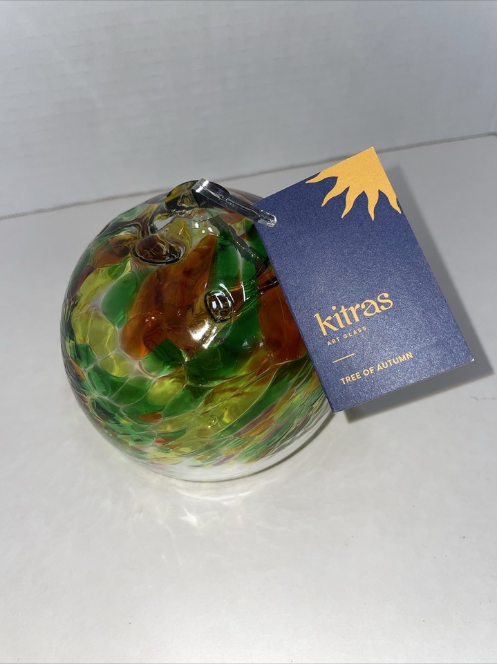 Kitras Art Glass Hand Blown Ornament Tree Of Autumn Spirit Ball Multi 4 ...