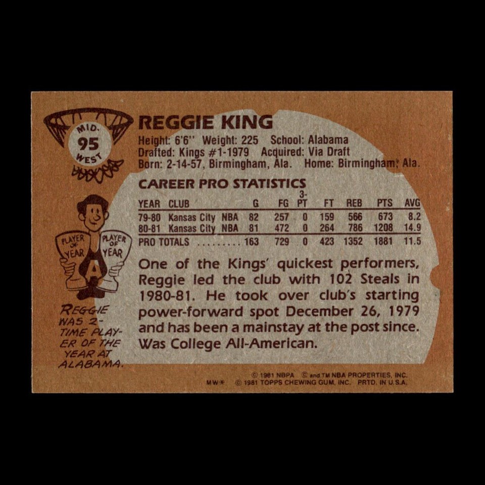 Reggie King 1981-82 Topps Kansas City Kings #MW95 Nice! | eBay