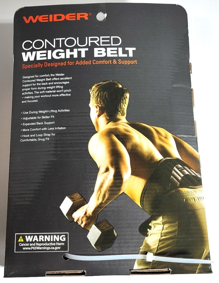 Weider Contoured Weight Lifting Belt Strength Training S/M Waist 24" to ...