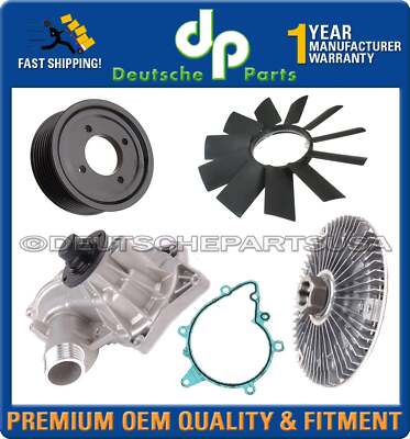 WATER PUMP + FAN BLADE + CLUTCH + ALUMINUM PULLEY KIT 5 for BMW E32 E34 ...