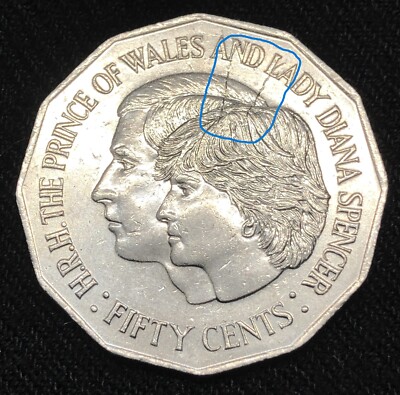 1981 Charles/Diana 50 cent ALIEN error coin Twin Antenna Die Breaks on ...