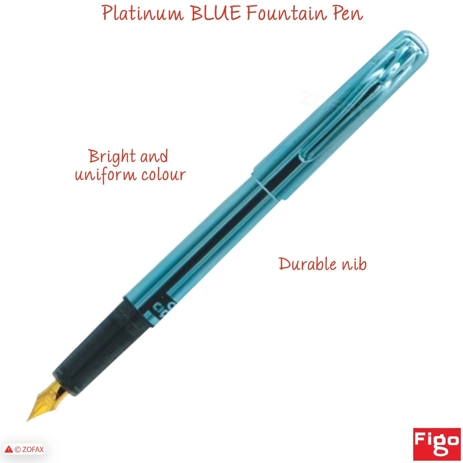 BLUE Liquid Fountain Ink Pen Durable Nib FIGO Platinum Soft Pen ...