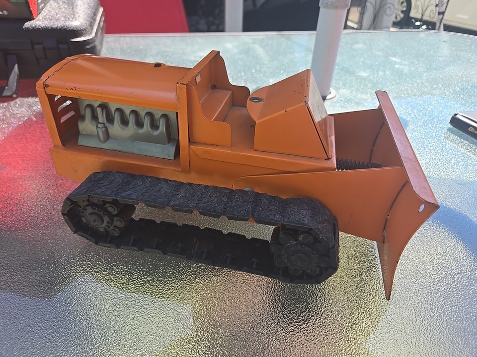 Structo 1960s Pressed Steel Orange Bulldozer Earth Mover Construction ...