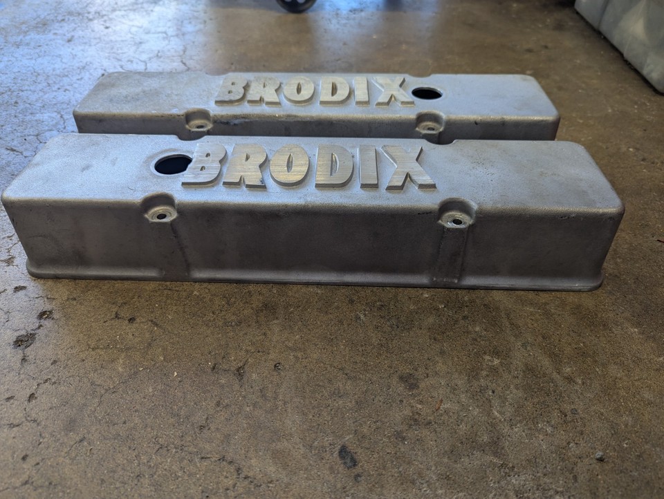 Brodix Logo Small Block Chevy Tall Aluminum Rocker Covers 302 327 350 ...