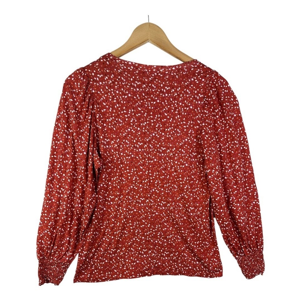 Loft Outlet Speckled Puff Long Sleeve Blouse size Medium Orange | eBay