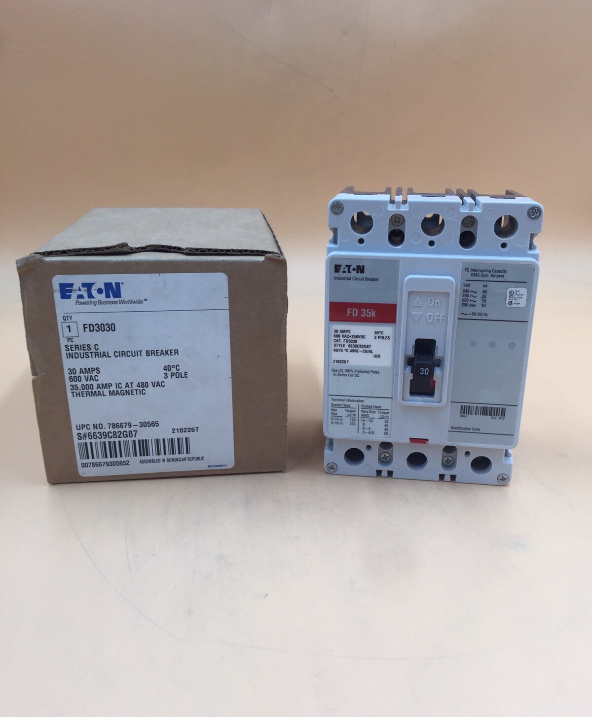 HOUSTON STOCK NEW BOXED EATON FD3030 TYPE FD 30 AMP 600V FREE 2 DAY AIR ...