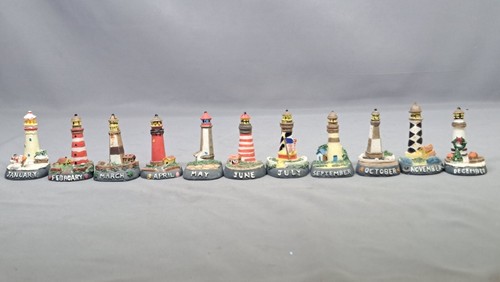 Lot of 11 Miniature Lighthouses w/ Birthday Month 2” Ceramic **MISSING ...