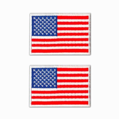 AMERICAN FLAG EMBROIDERED Iron-On PATCH 3.5" x 2" White BORDER USA (2-Pack) | eBay