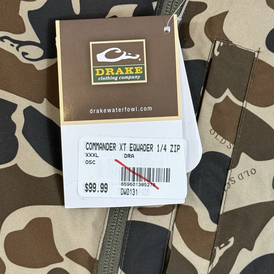 Drake Waterfowl Commander XT Eqwader 1/4 Zip DW0131 Size 3X Old School ...
