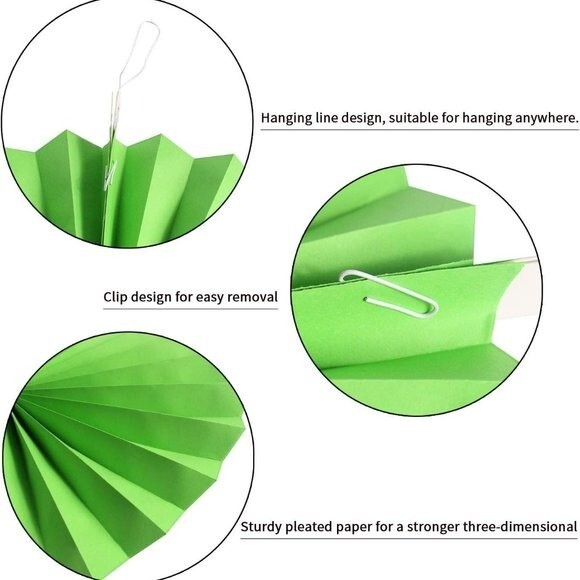 Hanging Green Paper Fans Decoration Set for Wedding Birthday Party St ...